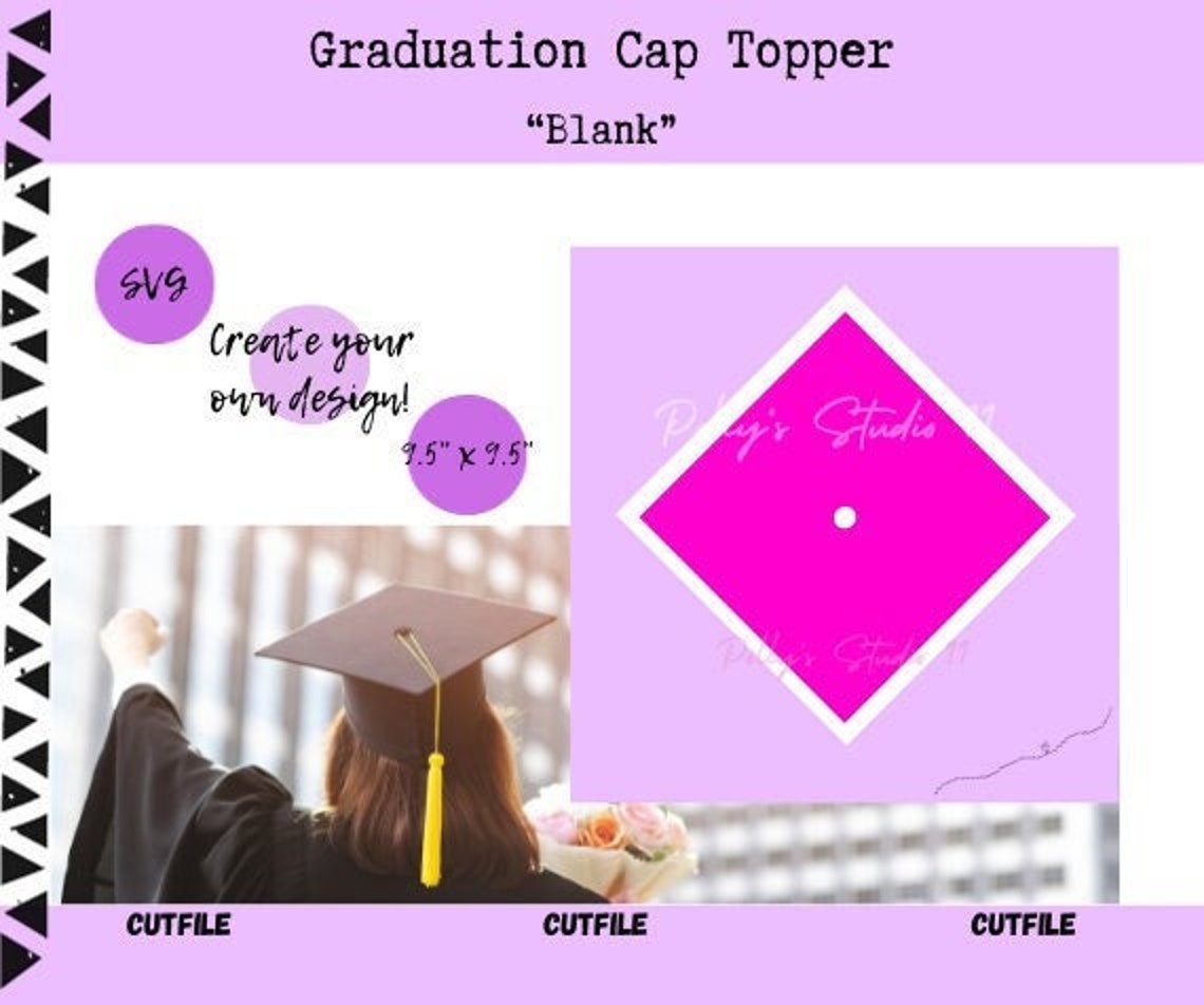 Blank Graduation Cap Topper SVG 9.5x 9.5 - Etsy