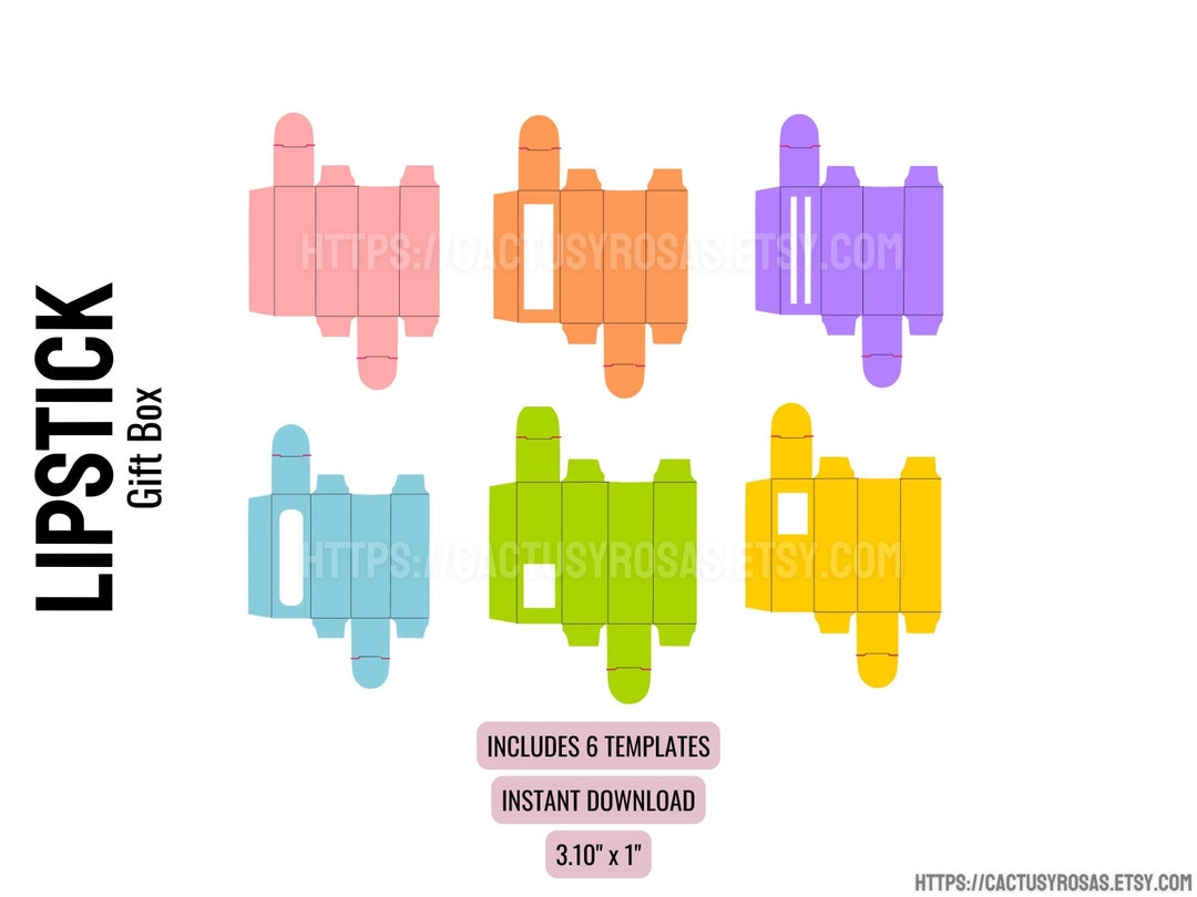 Lipstick Party Favor Box, Lipbalm Box SVG, Cutfile for Custom Packaging ...