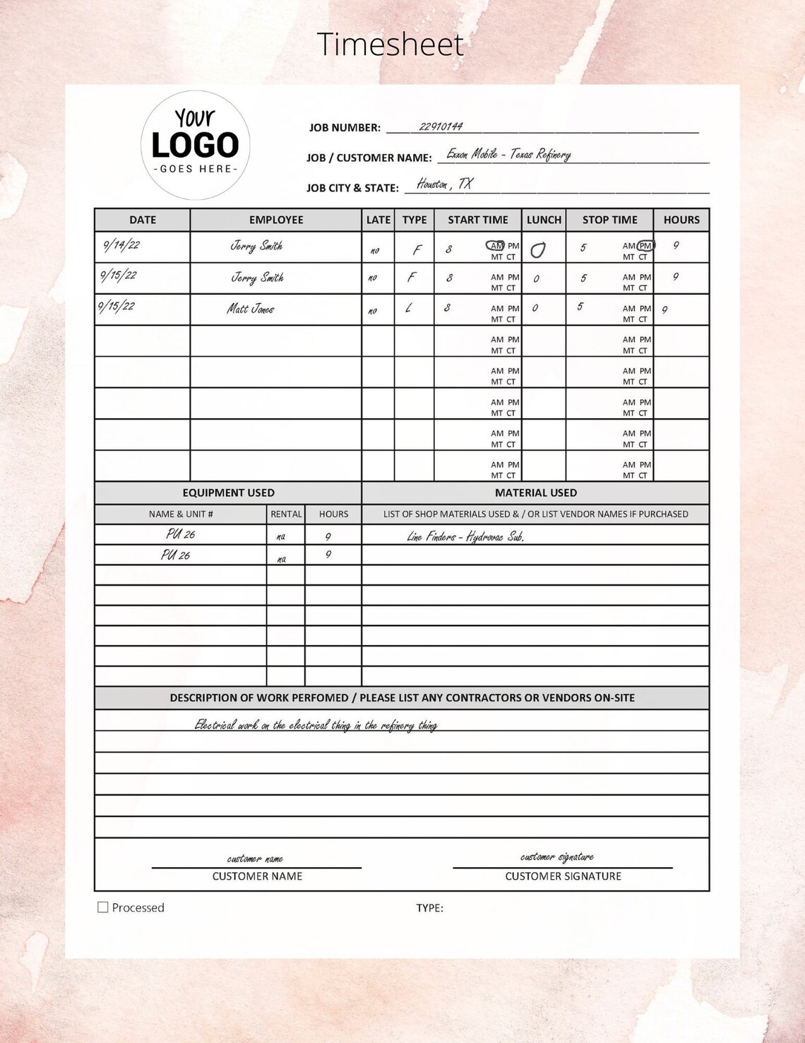 Daily Employee Timesheet - Etsy