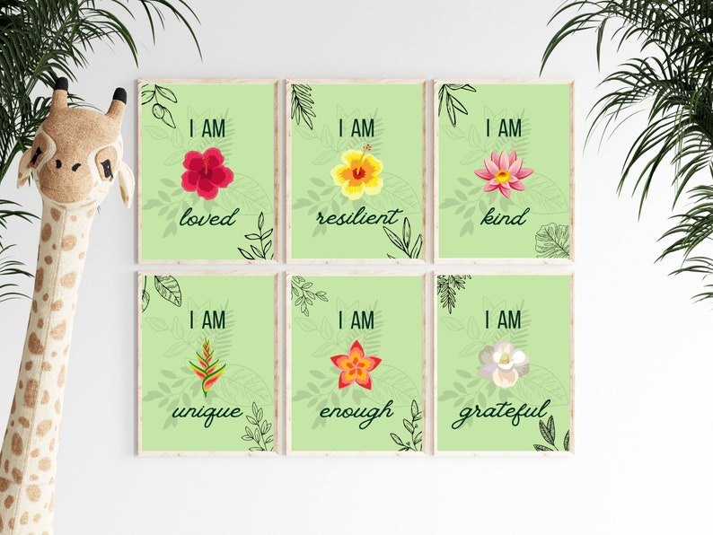 Daily Affirmations Tropical Posters Set of 6 Digital - Etsy