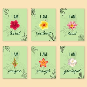 Daily Affirmations Tropical Posters Set of 6 Digital - Etsy