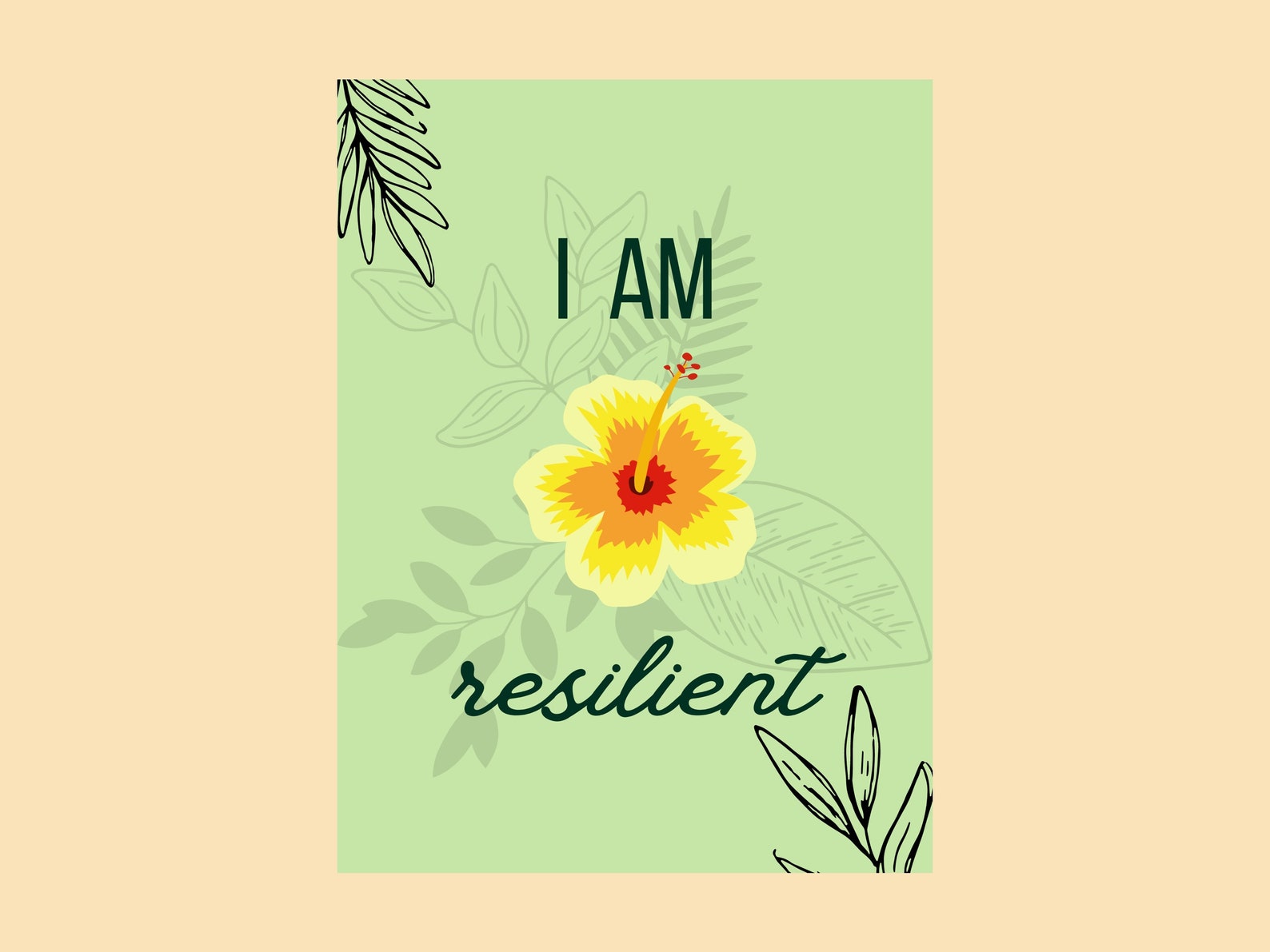 Daily Affirmations Tropical Posters Set of 6 Digital - Etsy
