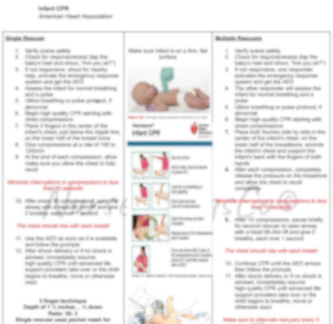Infant CPR Quick Reference Guide - Etsy