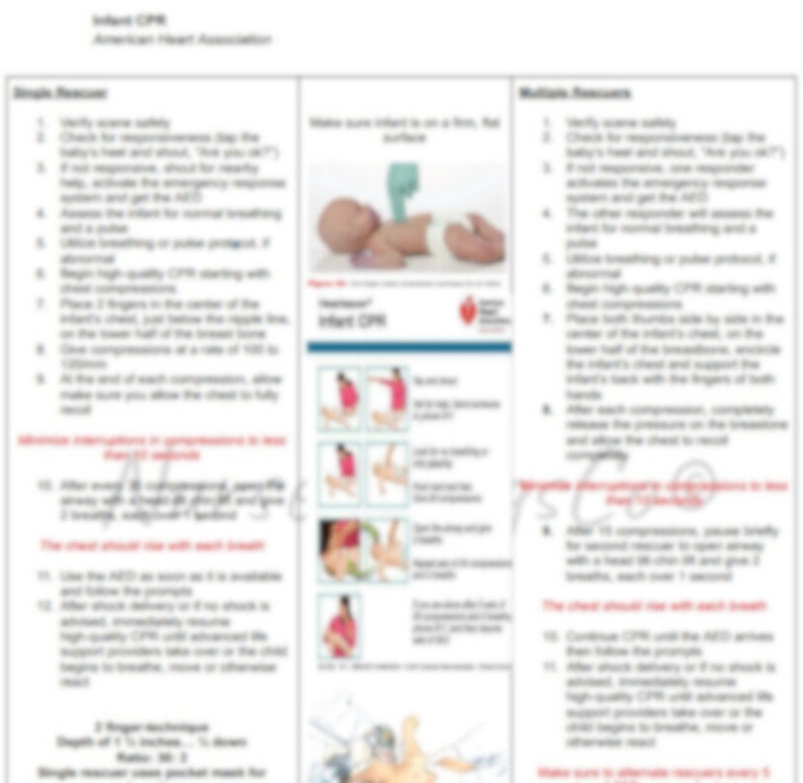 Infant CPR Quick Reference Guide - Etsy