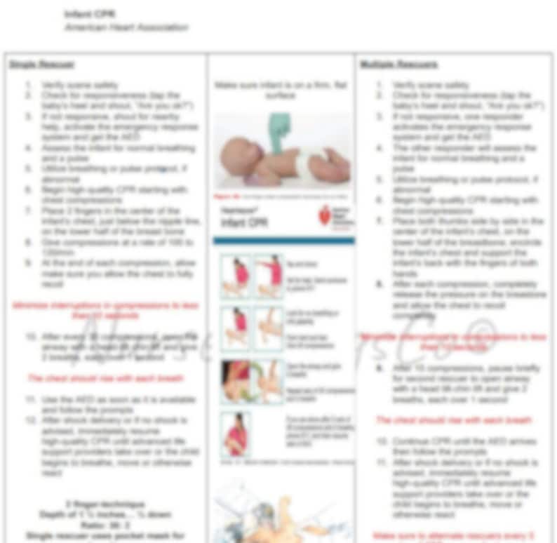 Infant CPR Quick Reference Guide - Etsy