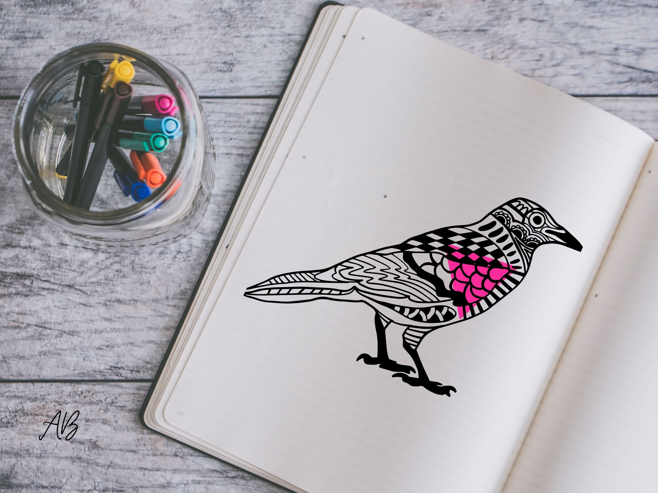 Crow With Abstract Fill/mandala Svg-png-dxf-jpg-eps-pdf Cricut ...