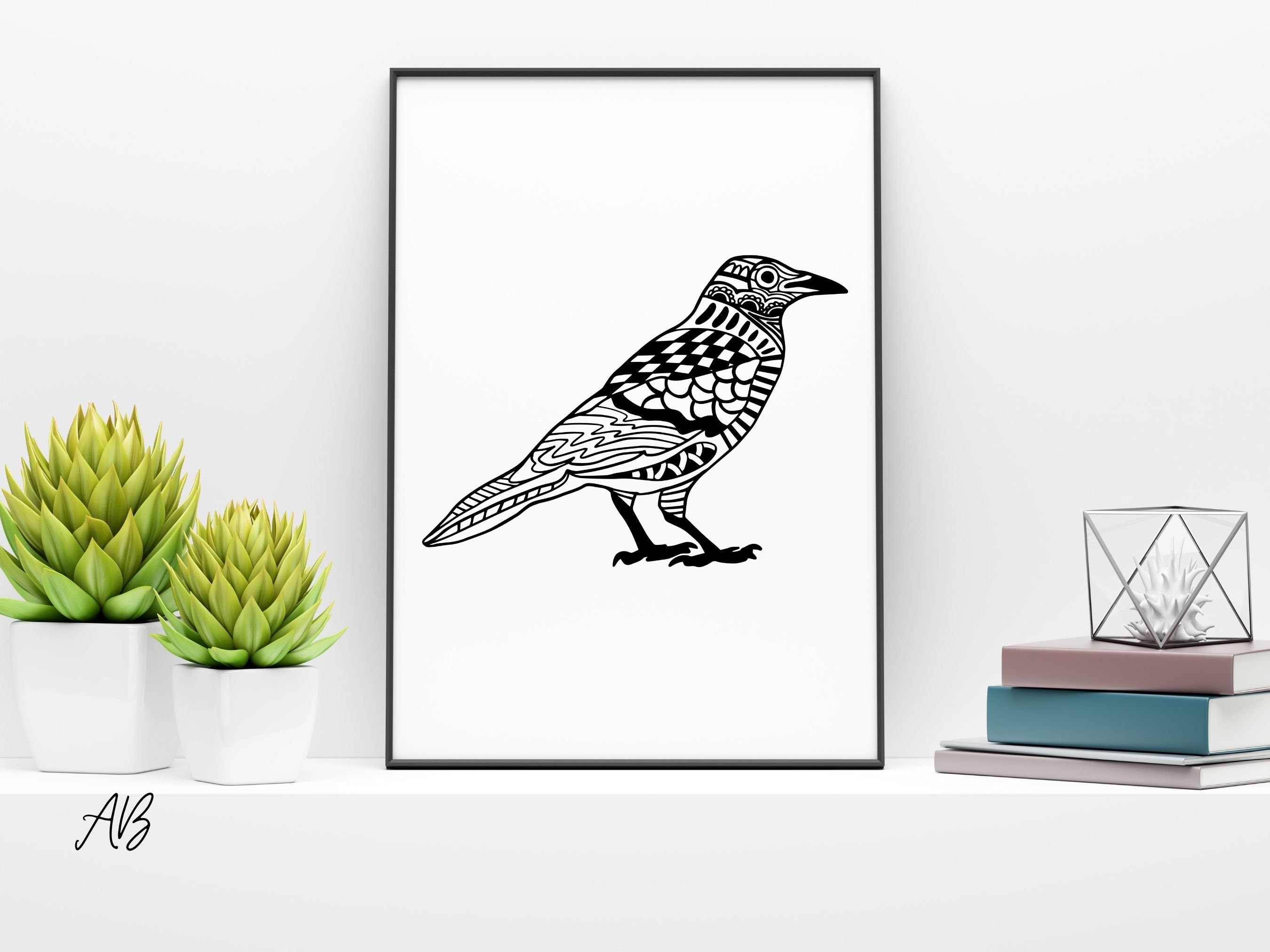Crow With Abstract Fill/mandala Svg-png-dxf-jpg-eps-pdf Cricut ...