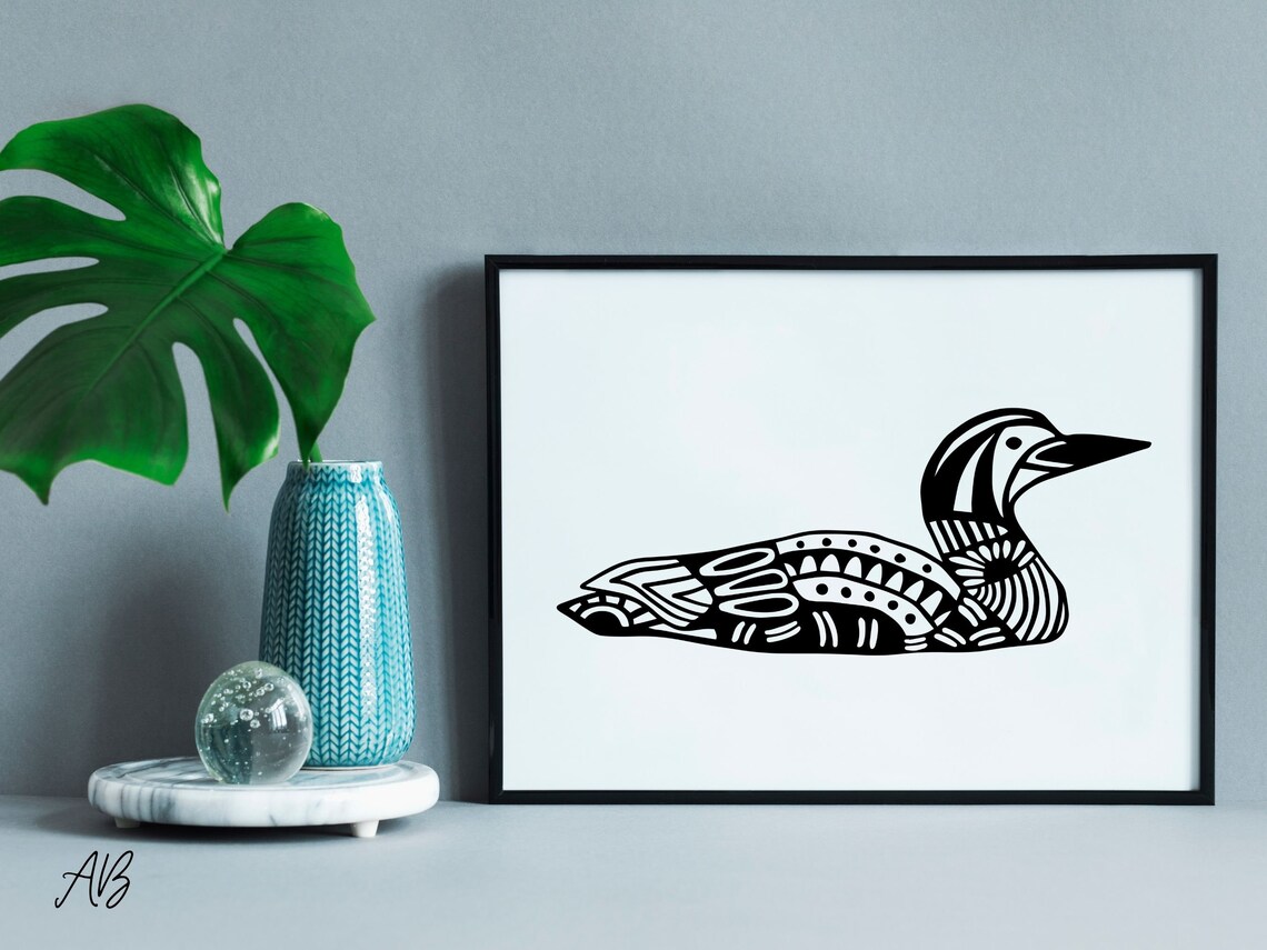 Loon With Abstract Fill/mandala | Svg-png-dxf-jpg-eps-pdf | Cricut ...