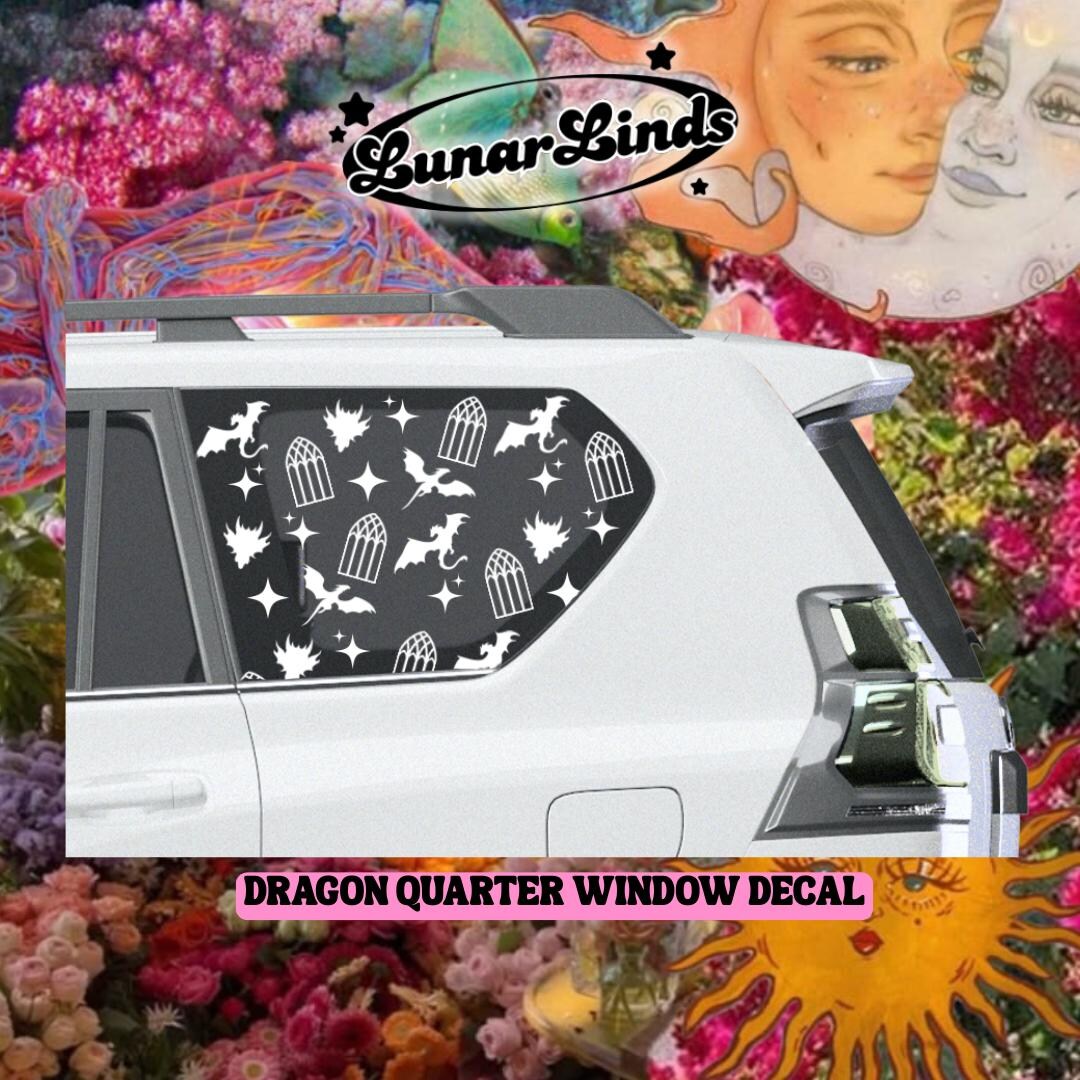 Dragon Quarter Window Decal – Fantasy Car Sticker With Flying Dragons ...