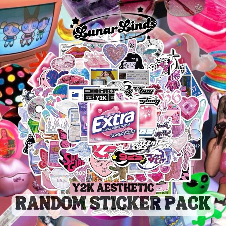 Y2K Aesthetic Sticker Pack – Cute Laptop, Water Bottle, Notebook ...