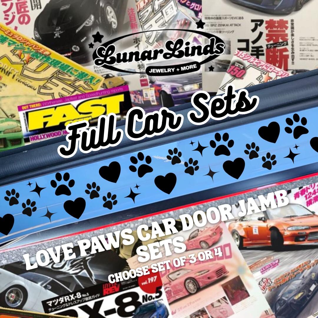 Love Paws Car Door Jamb Decal | Full Car Set | Cute Hearts and Paws Car ...