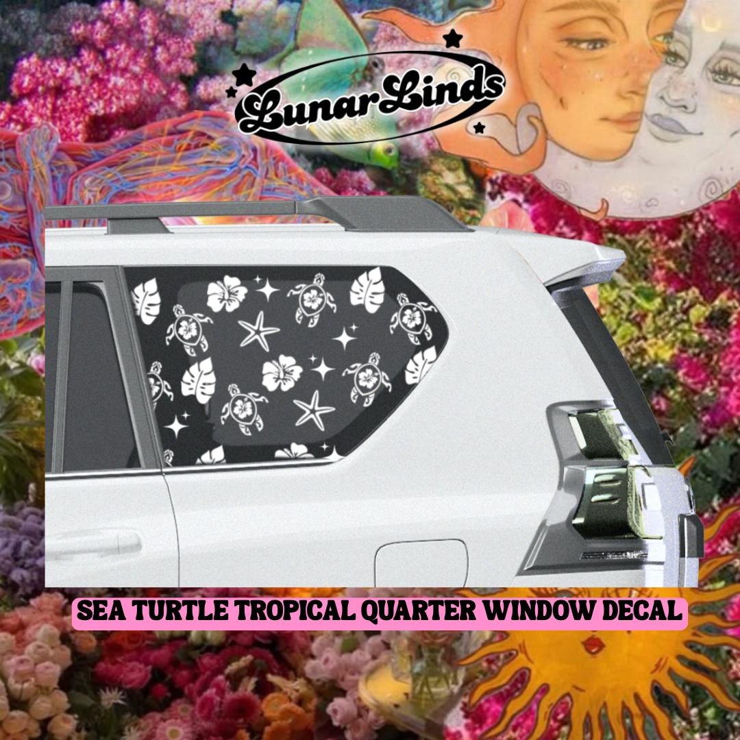 Sea Turtle Tropical Quarter Window Decal – Ocean Inspired Car Sticker ...