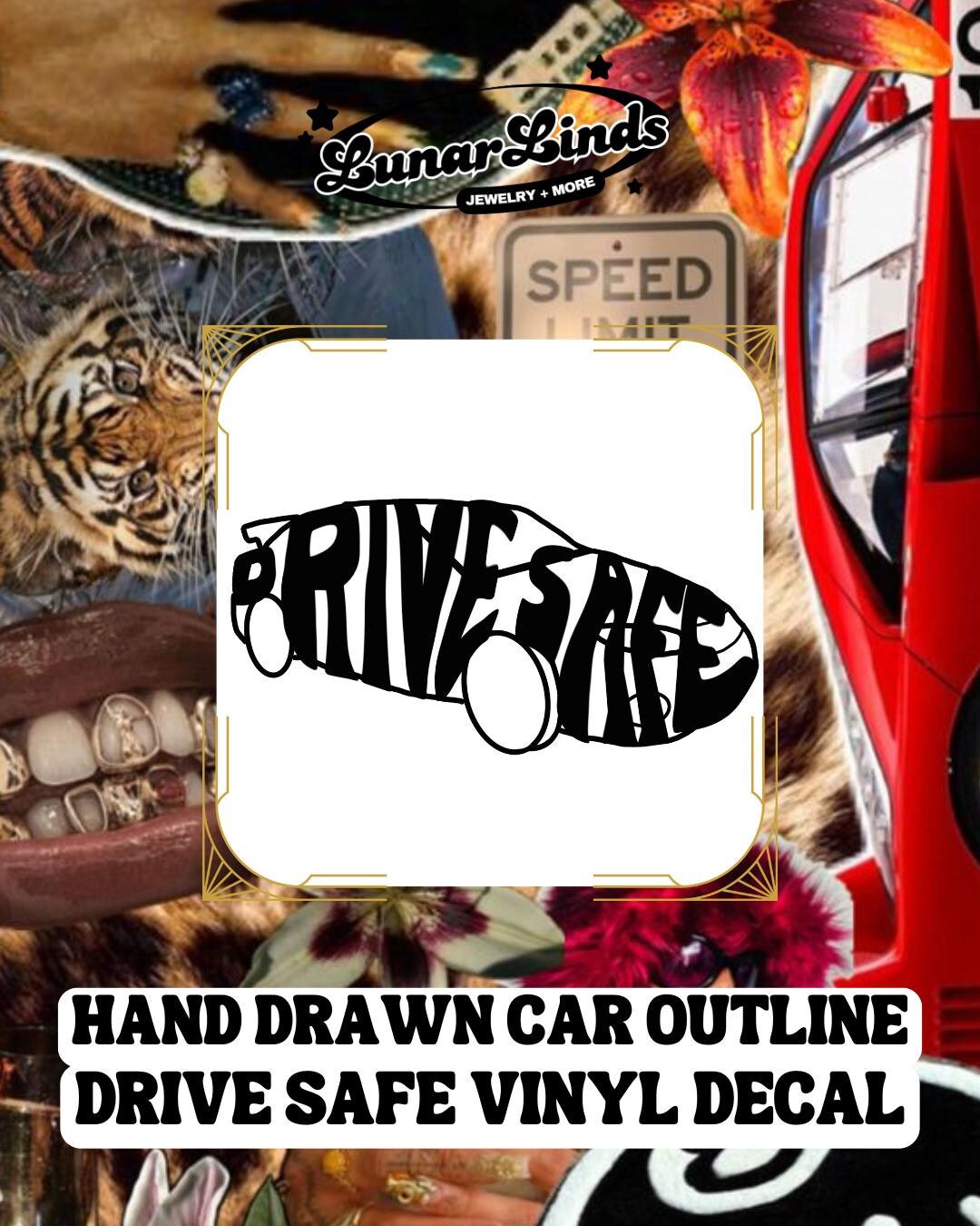 Hand Drawn Custom Car Outline Drive Safe Decal || Drive Safe Vinyl ...