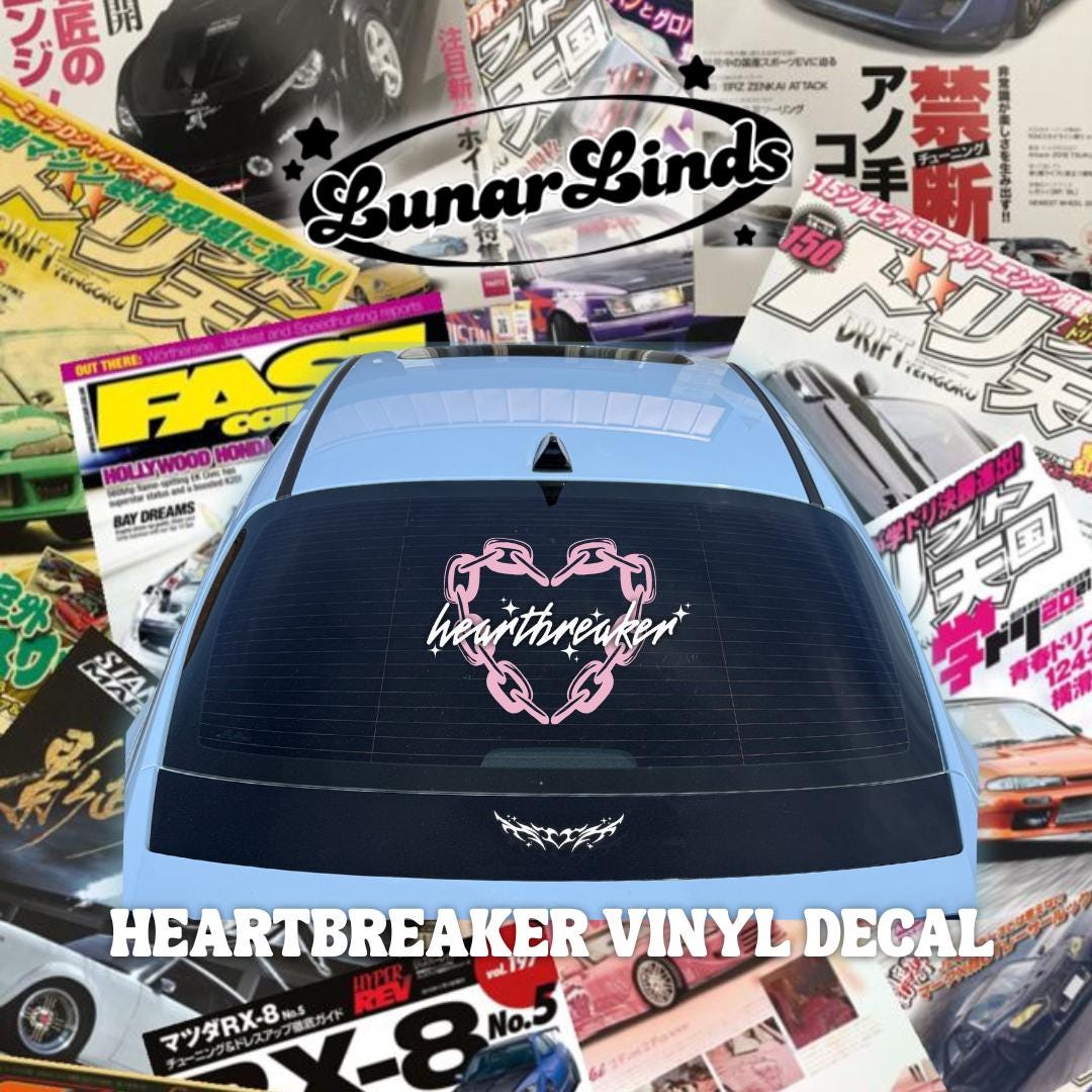 Heartbreaker Vinyl Decal – Pink Chain Heart Car Sticker With Sparkles ...