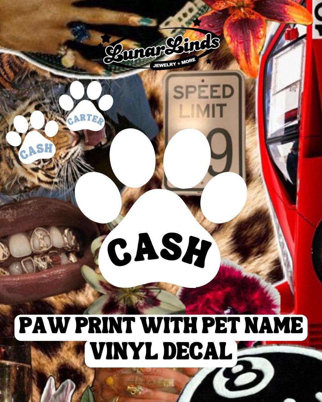 Paw Print With Pet Name Vinyl Decal | Paw Print Vinyl Decal for Car ...