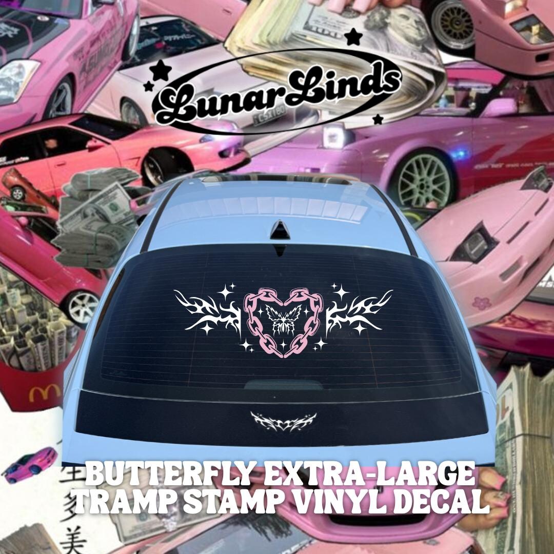 Butterfly XL Tramp Stamp Vinyl Decal – Tribal Heart Chain Design Bold ...