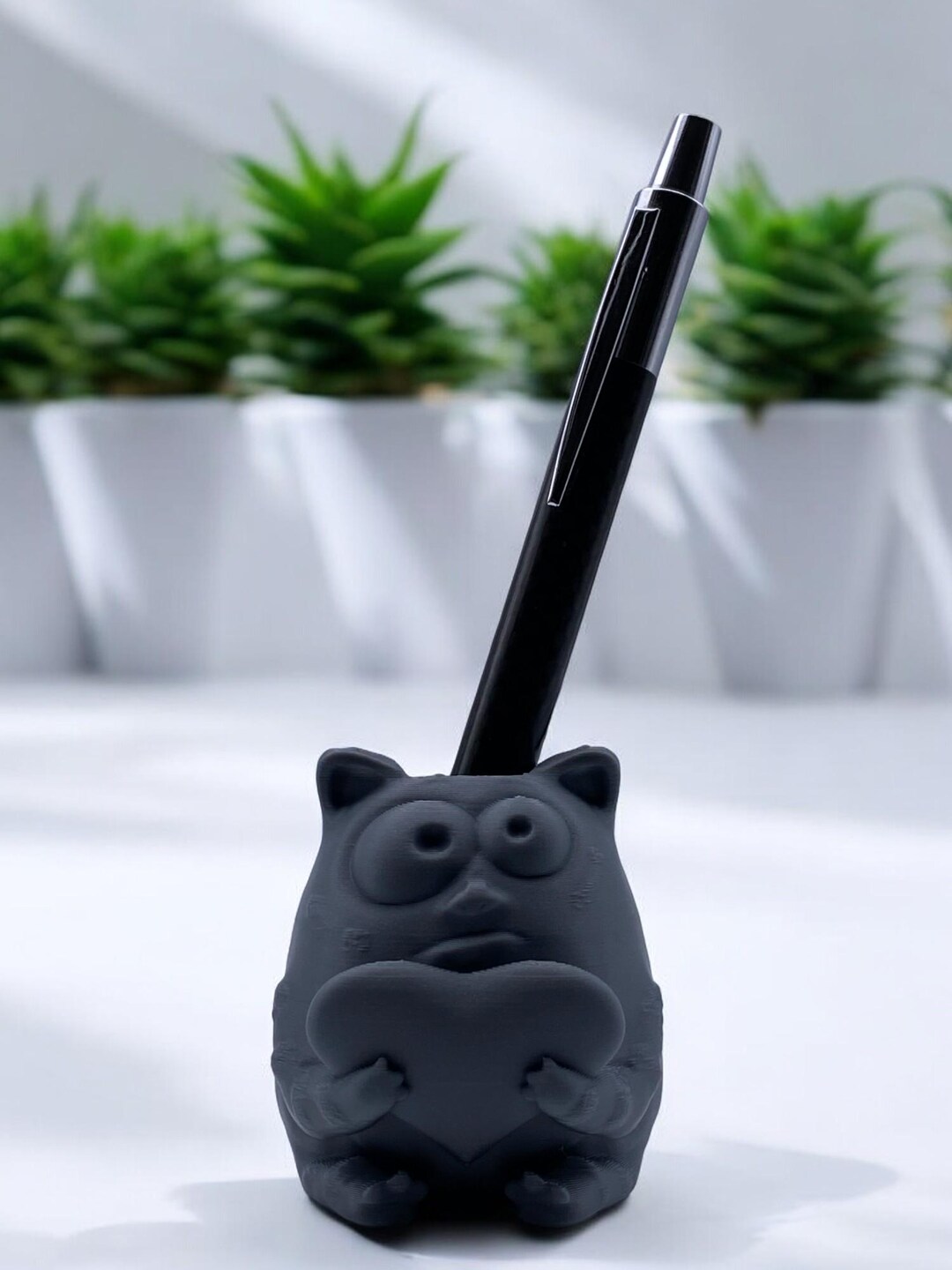 Cat Pen Holder – Cute Cat Pen Holder 3D – Funny Office Decoration ...