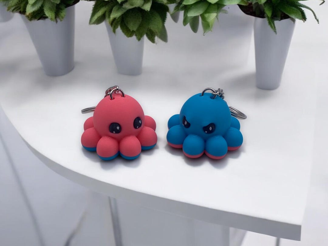 Octopus Keychain - 3D Printed Mood Octopus | Cute Companion for Keys ...
