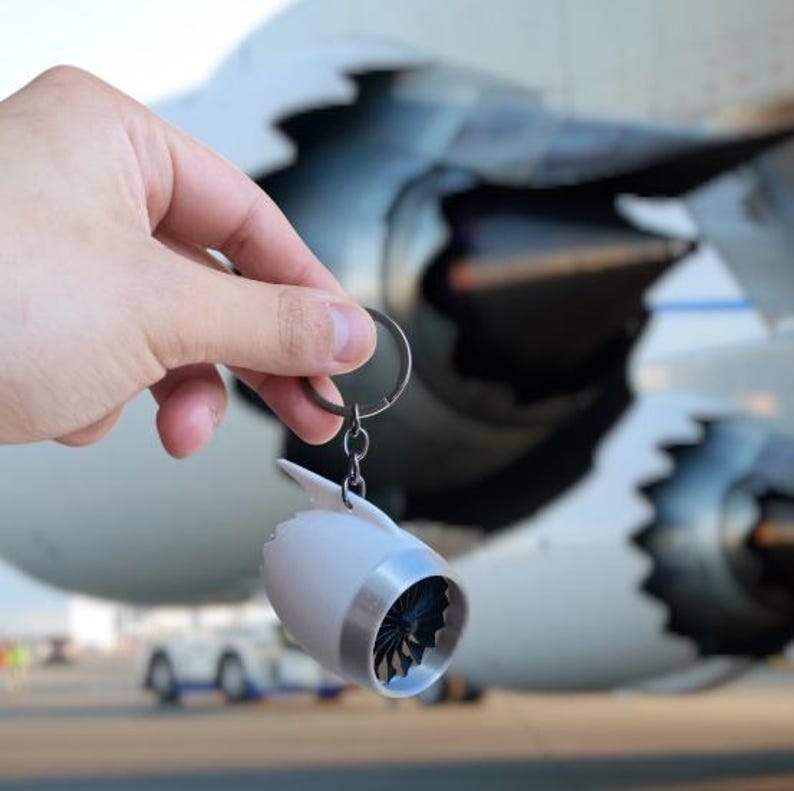 Jet Engine Keychain,3d Printed Airplane Turbine Key Ring | Unique ...