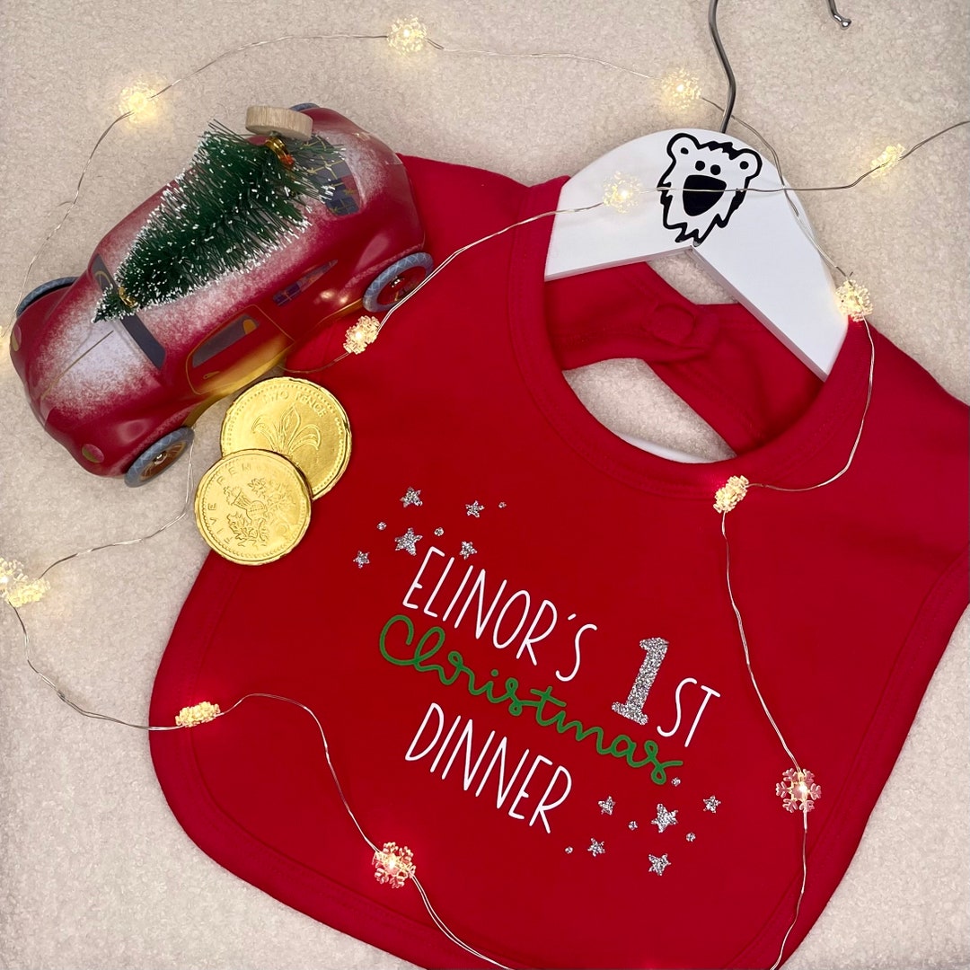 Personalised Christmas Bib 1st Christmas Dinner Bib Unisex Baby Xmas ...