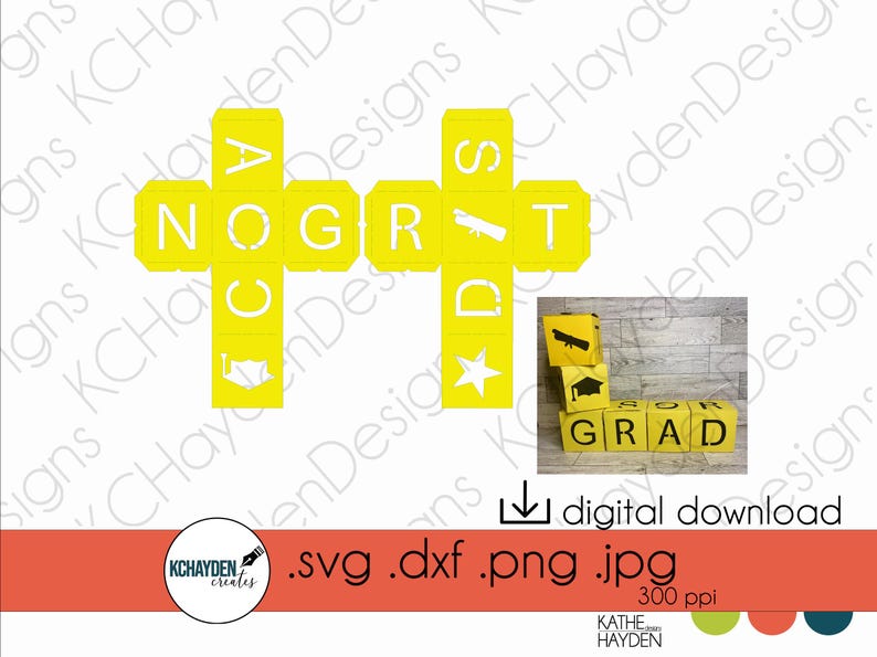 Graduation Alphabet Cube SVG | Digital Cut File | Grad Party Favor ...