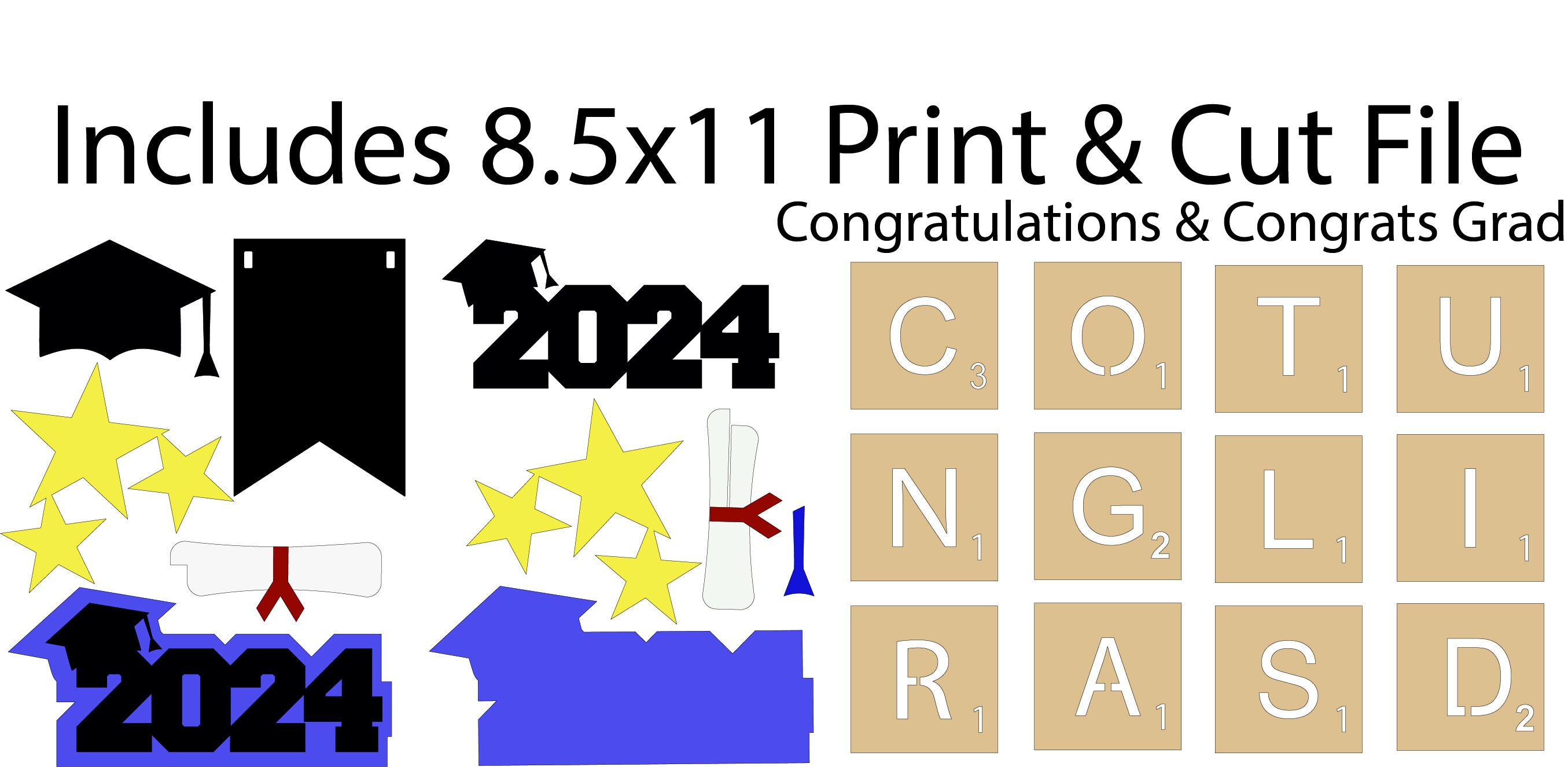 Graduation Banner SVG, 2024 Bunting, Digital Cut File, Instant Download ...