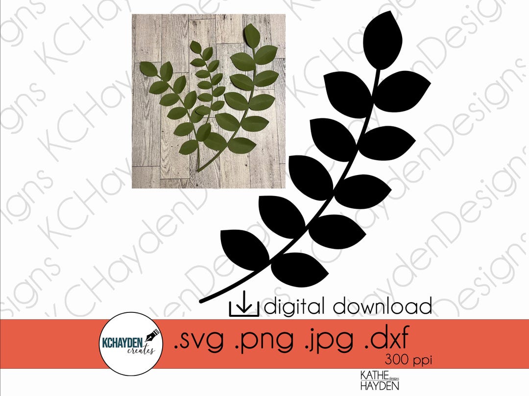 Simple Branch With Leaves SVG Cut File | Instant Download Includes Dxf ...
