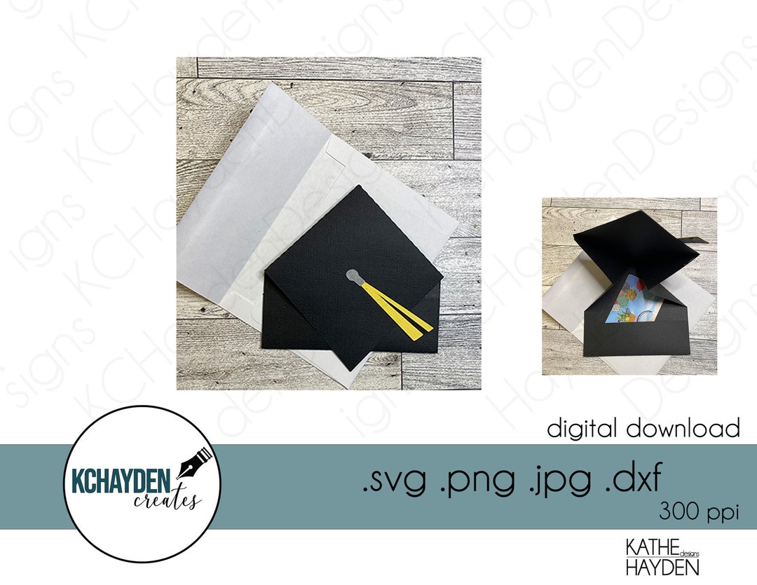 Graduation Cap Card SVG, Card Gift Card Holder, Cut Files DXF, Png ...