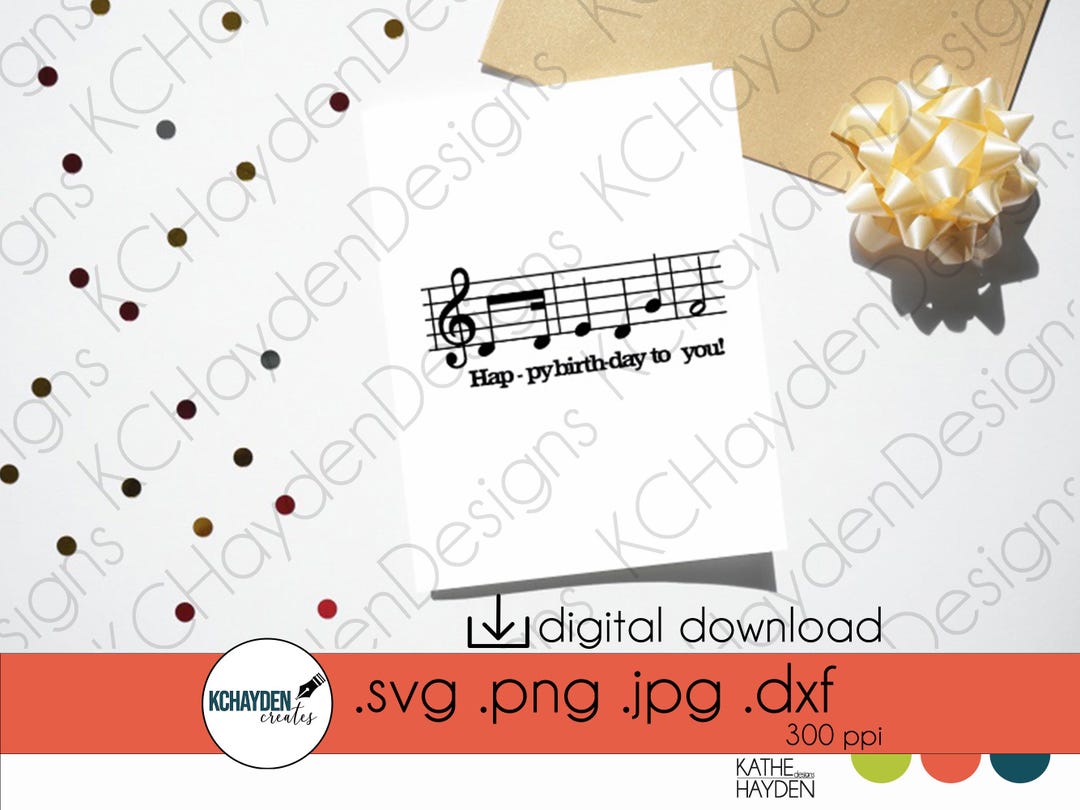 Happy Birthday Music Notes SVG: DIY Card Cut File (digital Download) - Etsy