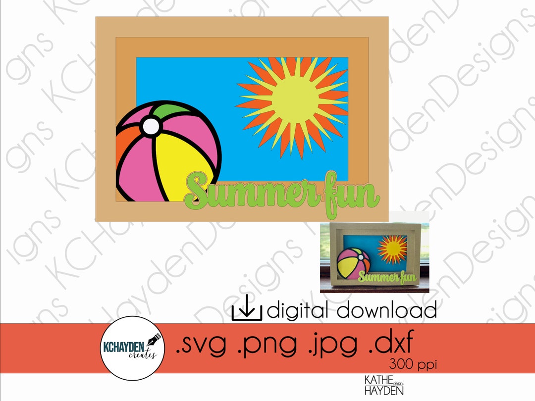 Summer SVG Digital Cut File, Layered Card, Instant Download Includes ...