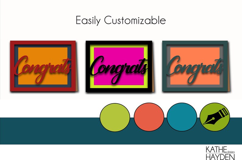 Layered Congrats Card SVG: DIY Customizable Cut File (digital Download ...