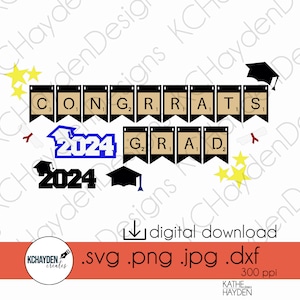Graduation Banner SVG, 2024 Bunting, Digital Cut File, Instant Download ...