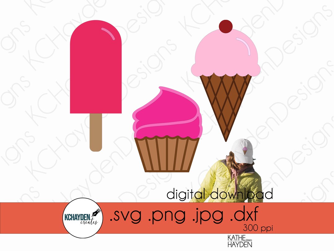 Sweet Treats SVG: Popsicle, Cupcake, Cone Layered Files (digital ...