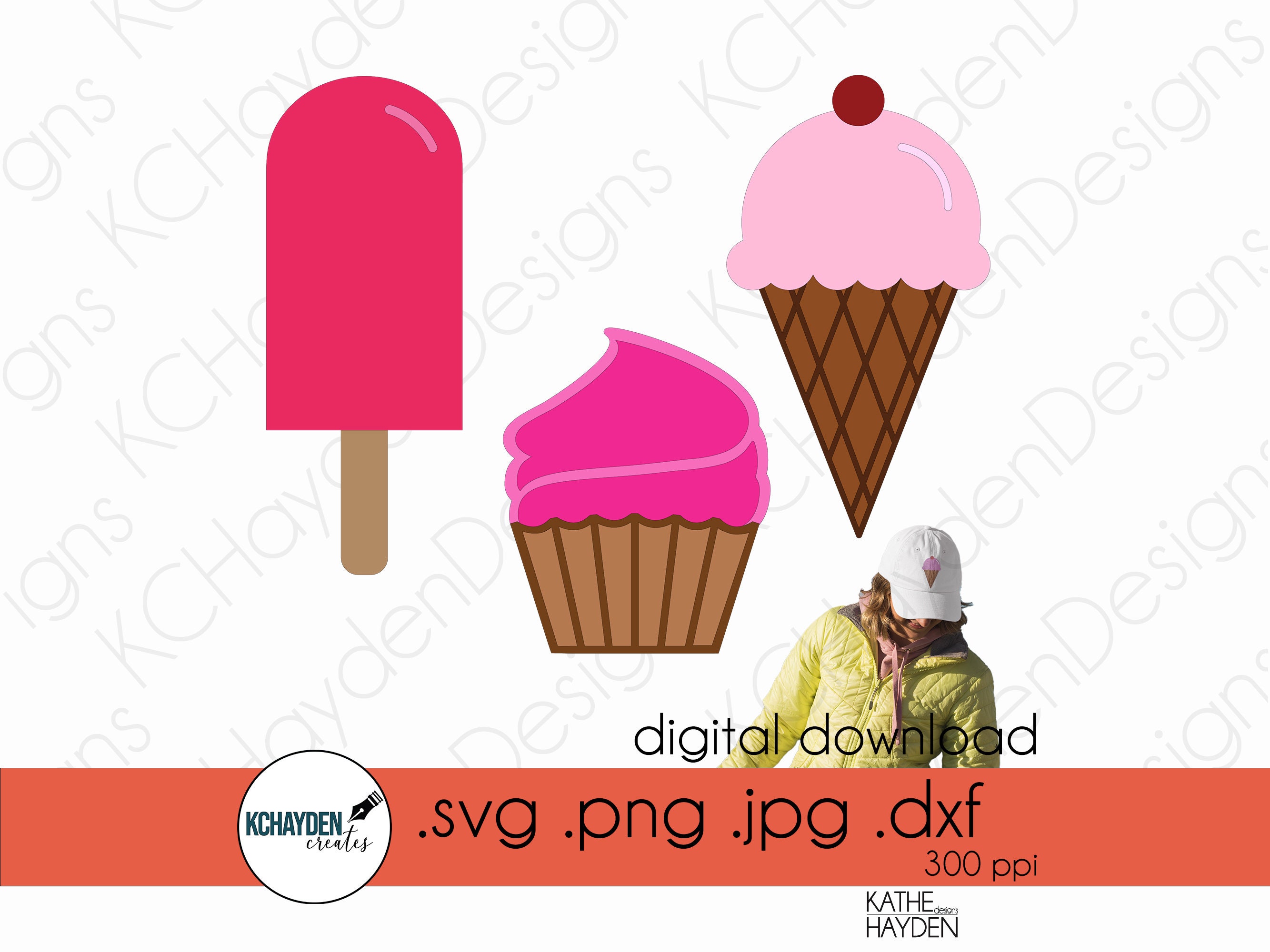 Sweet Treats SVG: Popsicle, Cupcake, Cone Layered Files (digital ...