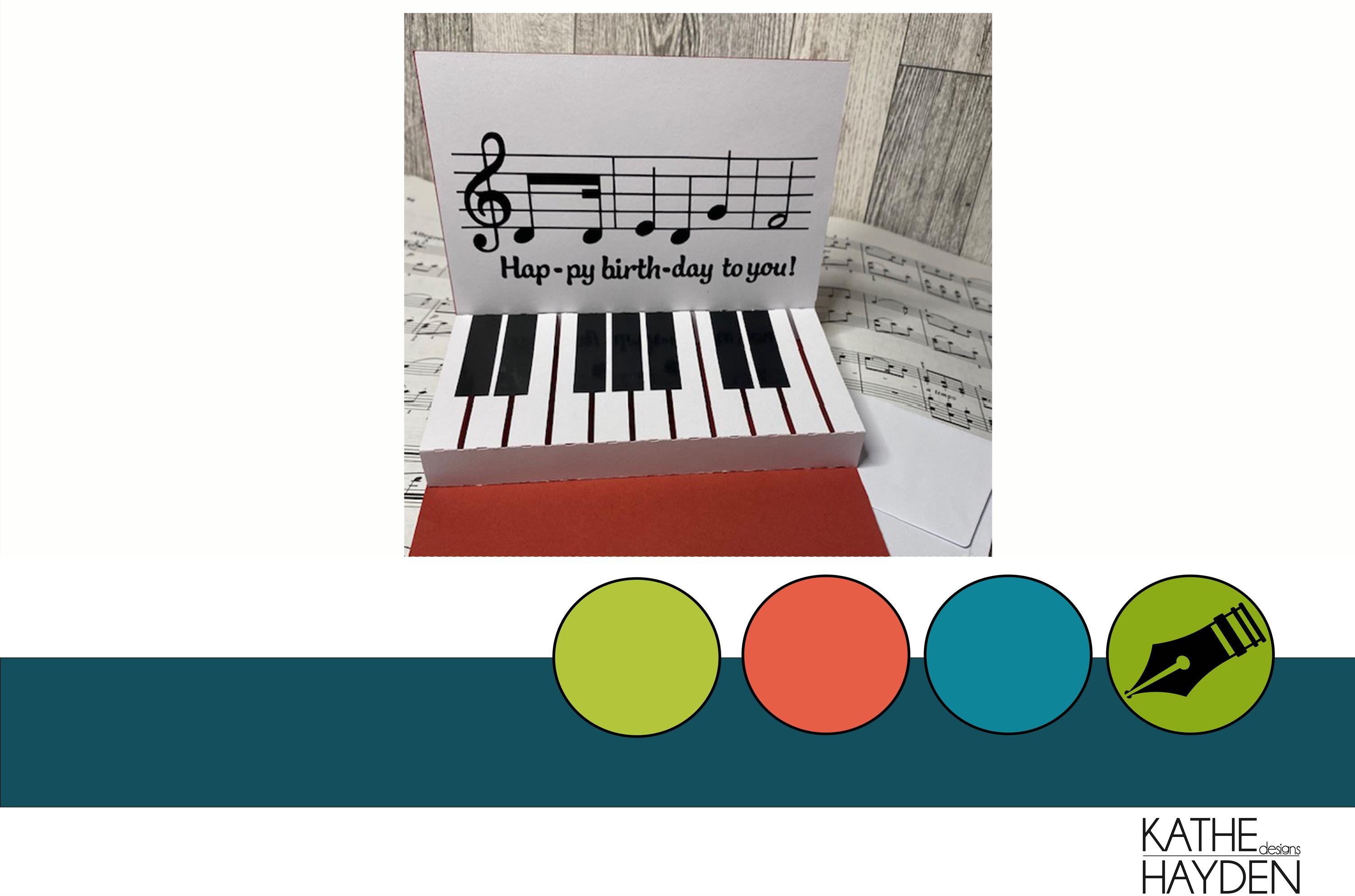 Piano Key Pop-up Birthday Card SVG: Cricut & Silhouette Template ...