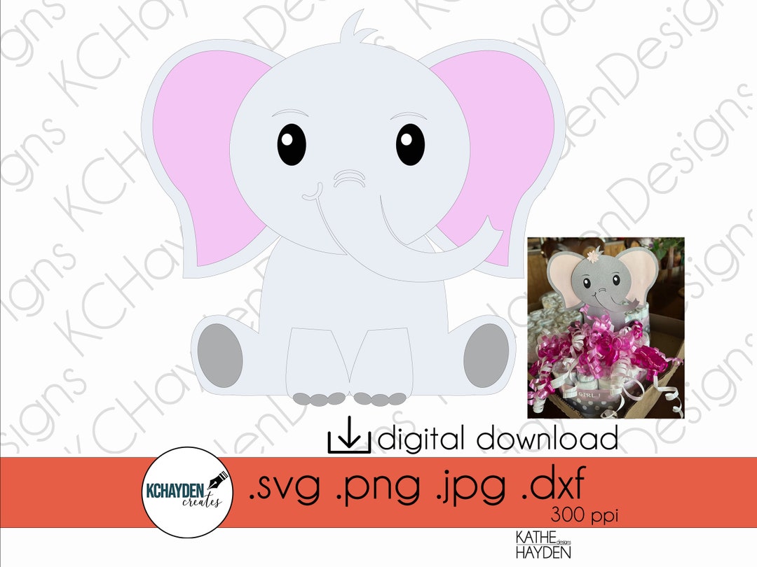 Baby Elephant SVG Layered Cut File, Instant Download Includes DXF, PNG ...
