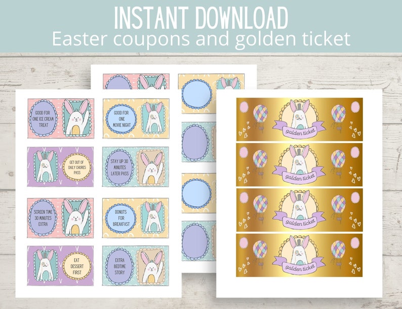Easter Egg Fillers, Easter Coupons, Golden Ticket, Easter Reward ...