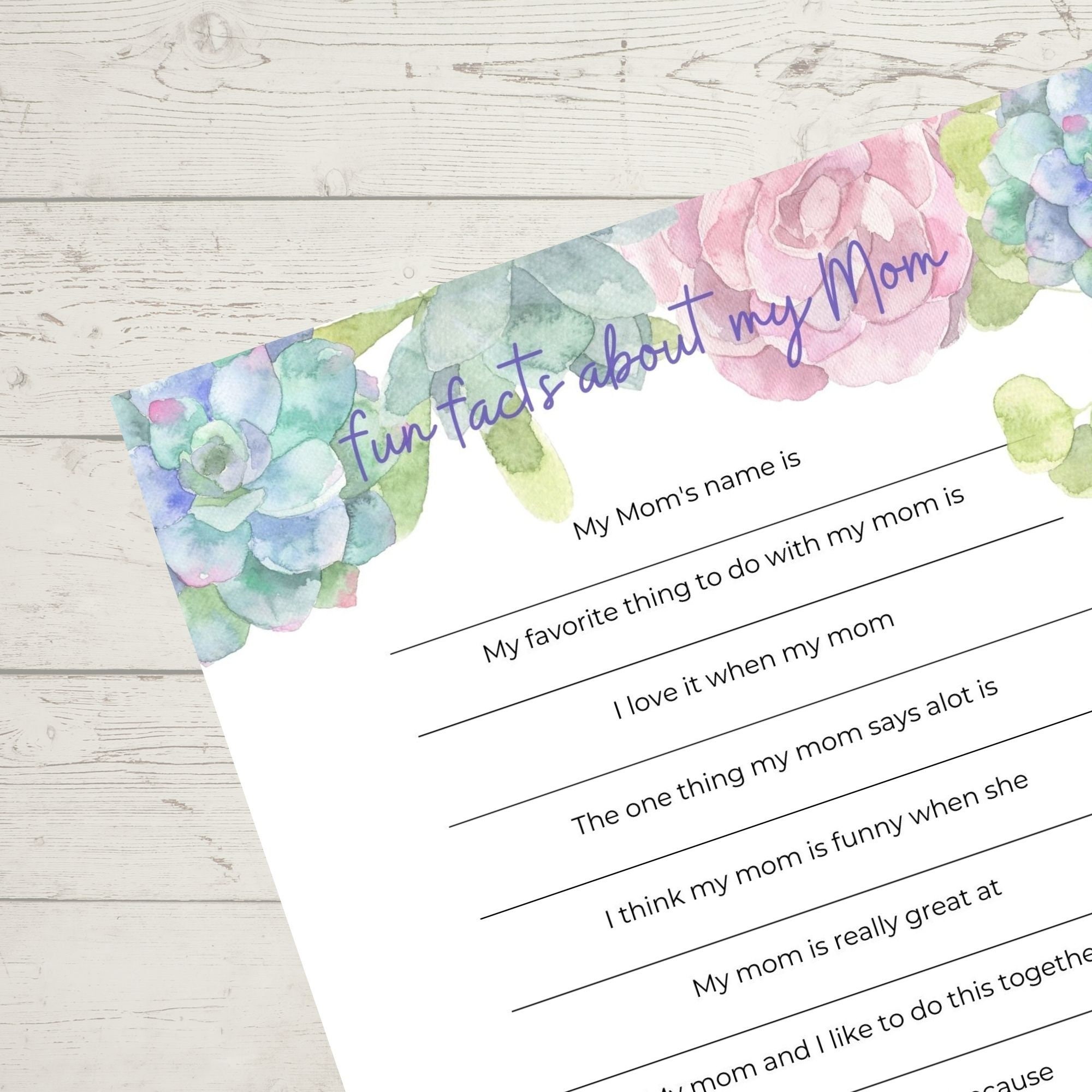 Fun Facts About Mom Printable Mother's Day Printable - Etsy Australia