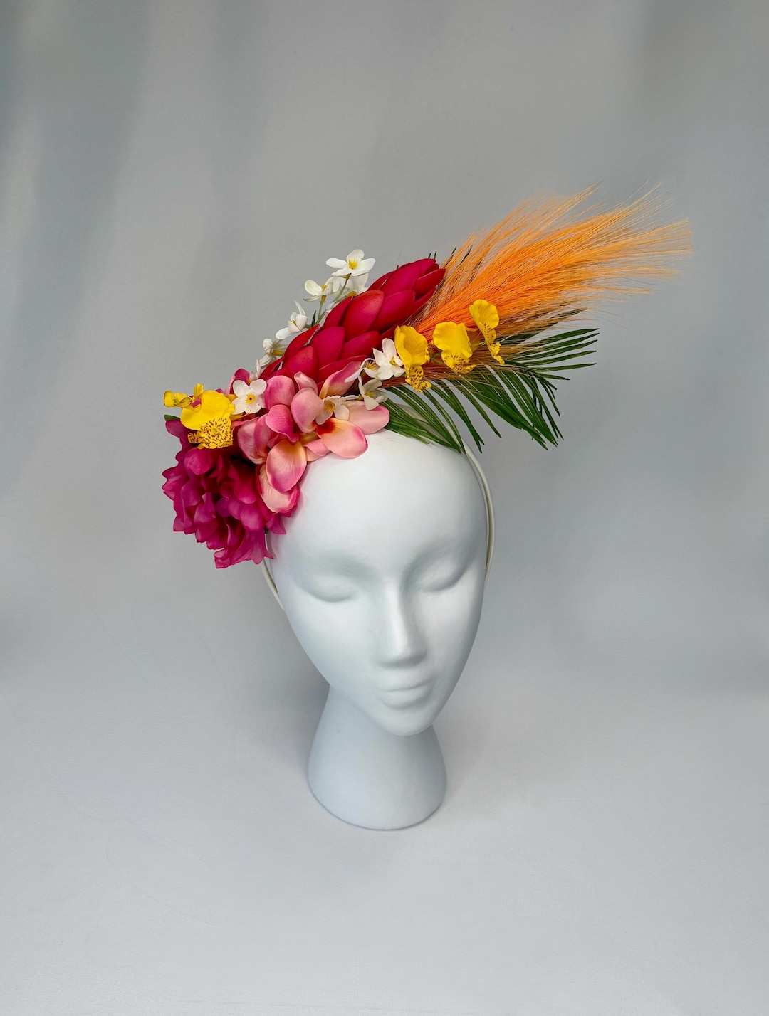 Tropical Floral Mix Halo, Large Beach Bridal Headpiece, Hawaiian Lei ...