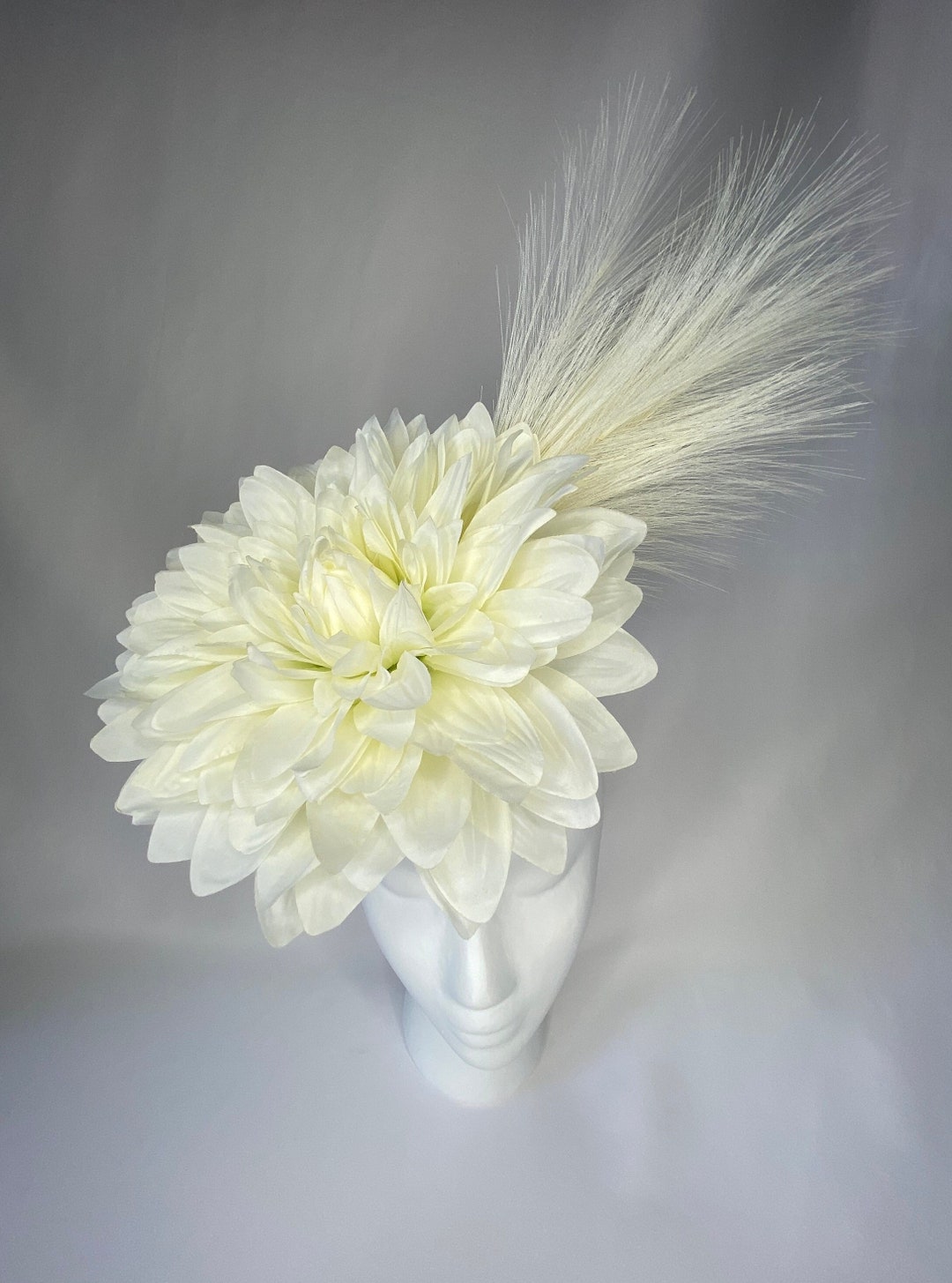 Giant White Dalia Halo Fascinator, Silk Flower Statement Headpiece ...