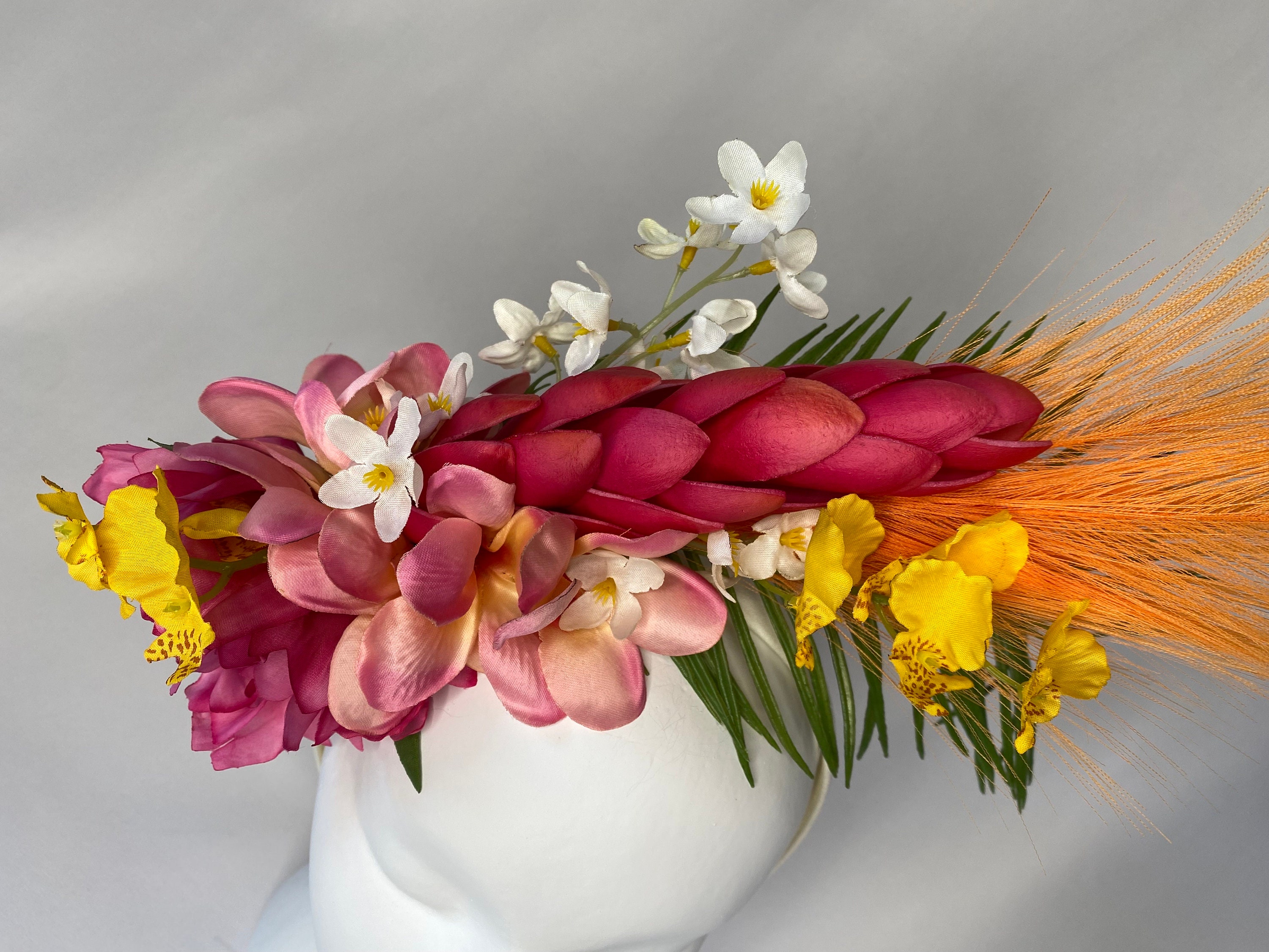 Tropical Floral Mix Halo, Large Beach Bridal Headpiece, Hawaiian Lei ...