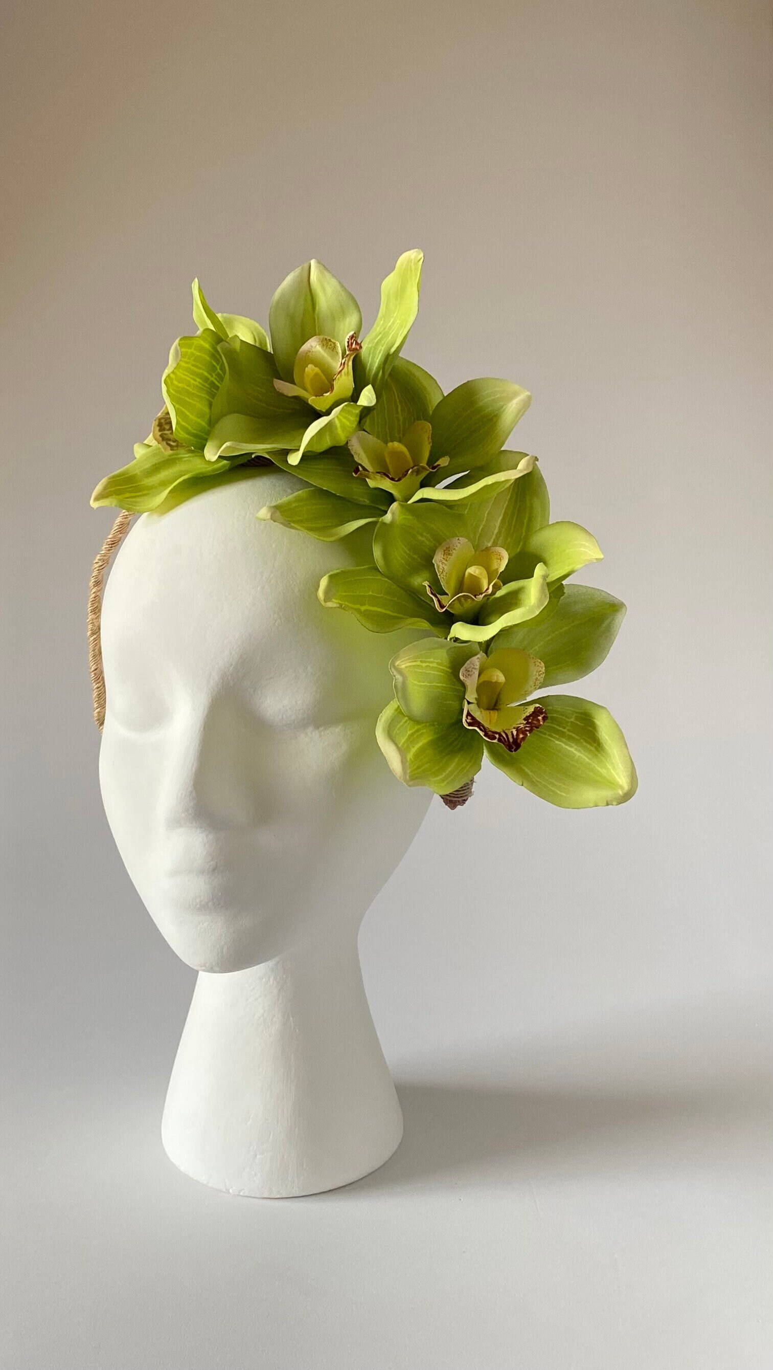 Green Orchid Halo, Large Bridal Headpiece, Flower Tiara, Tropical Beach ...