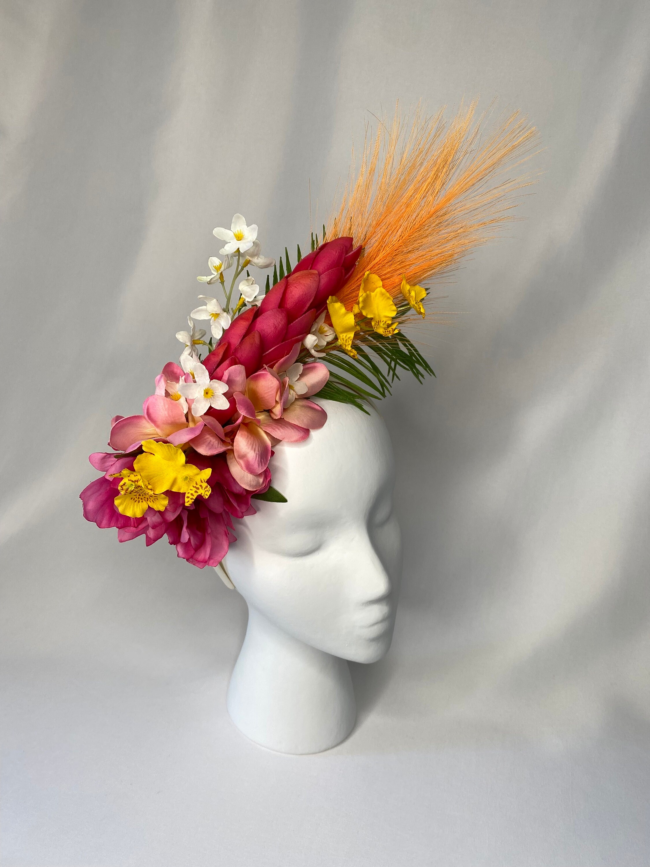 Tropical Floral Mix Halo, Large Beach Bridal Headpiece, Hawaiian Lei ...