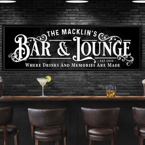 Bar & Lounge Sign for Home Bar Basement Pub Signs Personalized Rustic ...