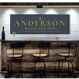 Backyard Bar Sign for Patio Bar Personalized Back Deck Sign Outdoor ...