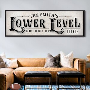 Lower Level Sign Family Game Room Sign for Basement Bar and Lounge ...