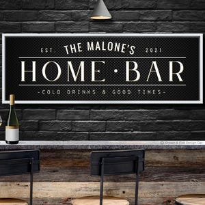 Home Bar Sign Personalized Bar & Lounge Sign Modern Bar Wall Decor Last ...
