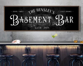 Modern Basement Bar Sign - Etsy