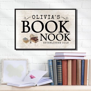 Book Nook Sign Personalized Library Sign Bookshelf Wall Decor Book ...