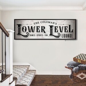 Lower Level Sign Family Game Room Sign for Basement Bar and Lounge ...